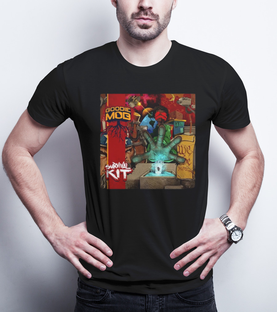 Goodie Mob Survival Kit Hand Album Art With Globe And Graffiti T-Shirt