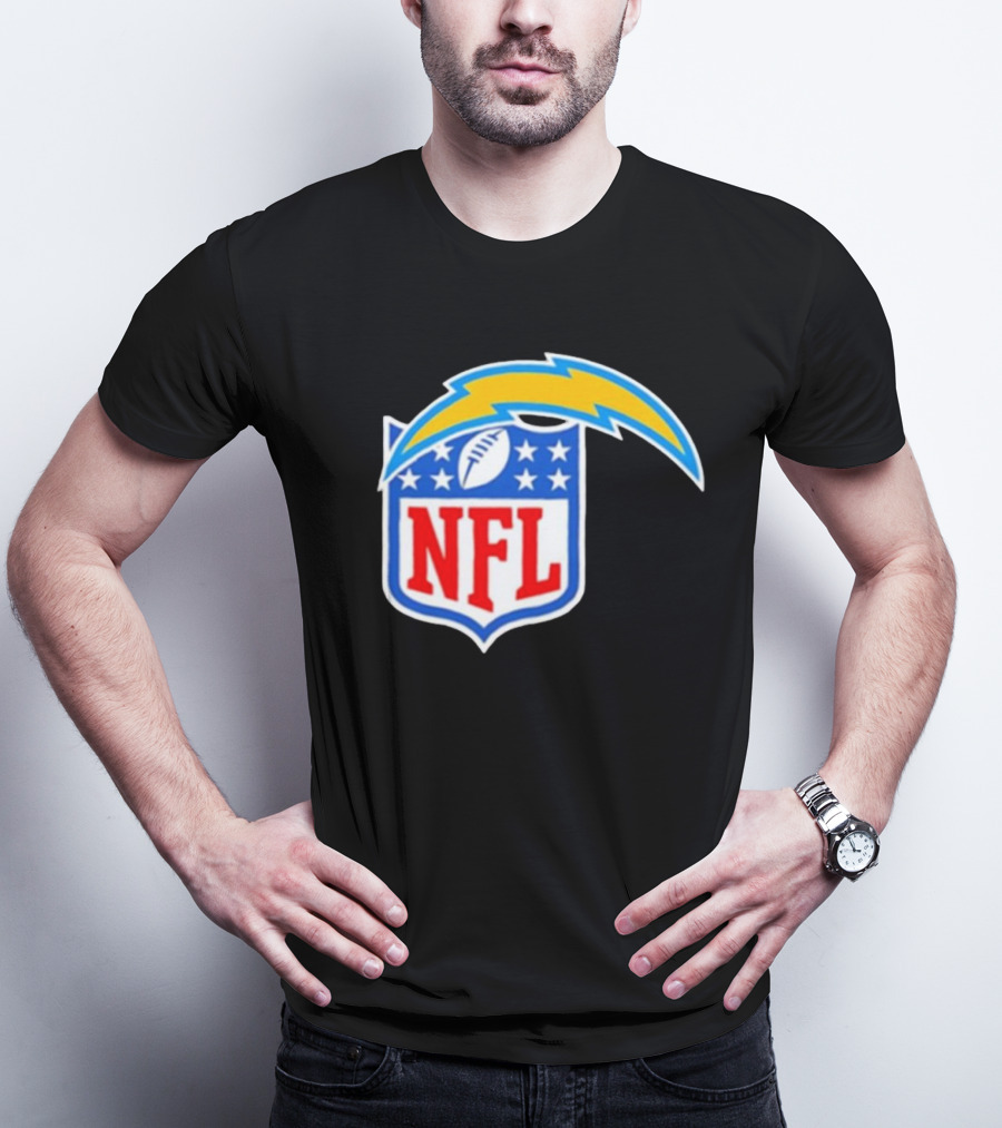 Los Angeles Chargers NFL Lightning Bolt Shield Emblem T-Shirt