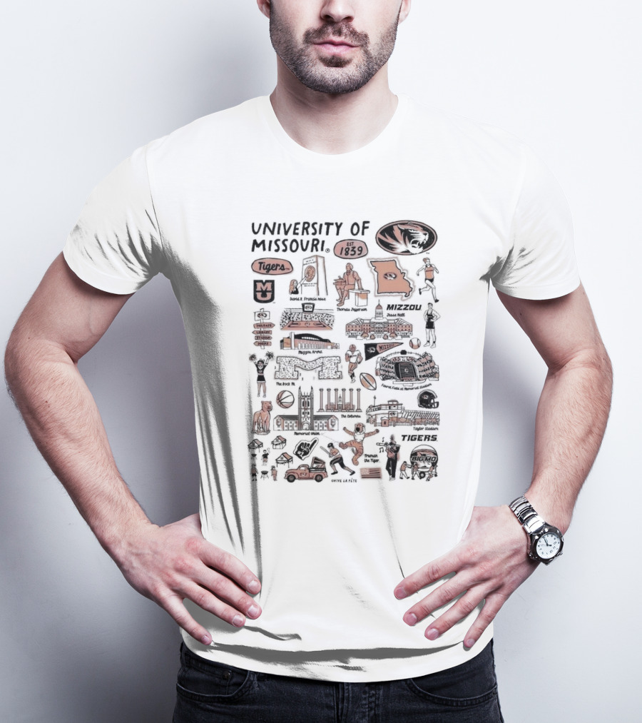 University Of Missouri Tigers Vive La Fete Mizzou Iconic Symbols 1839 T-Shirt