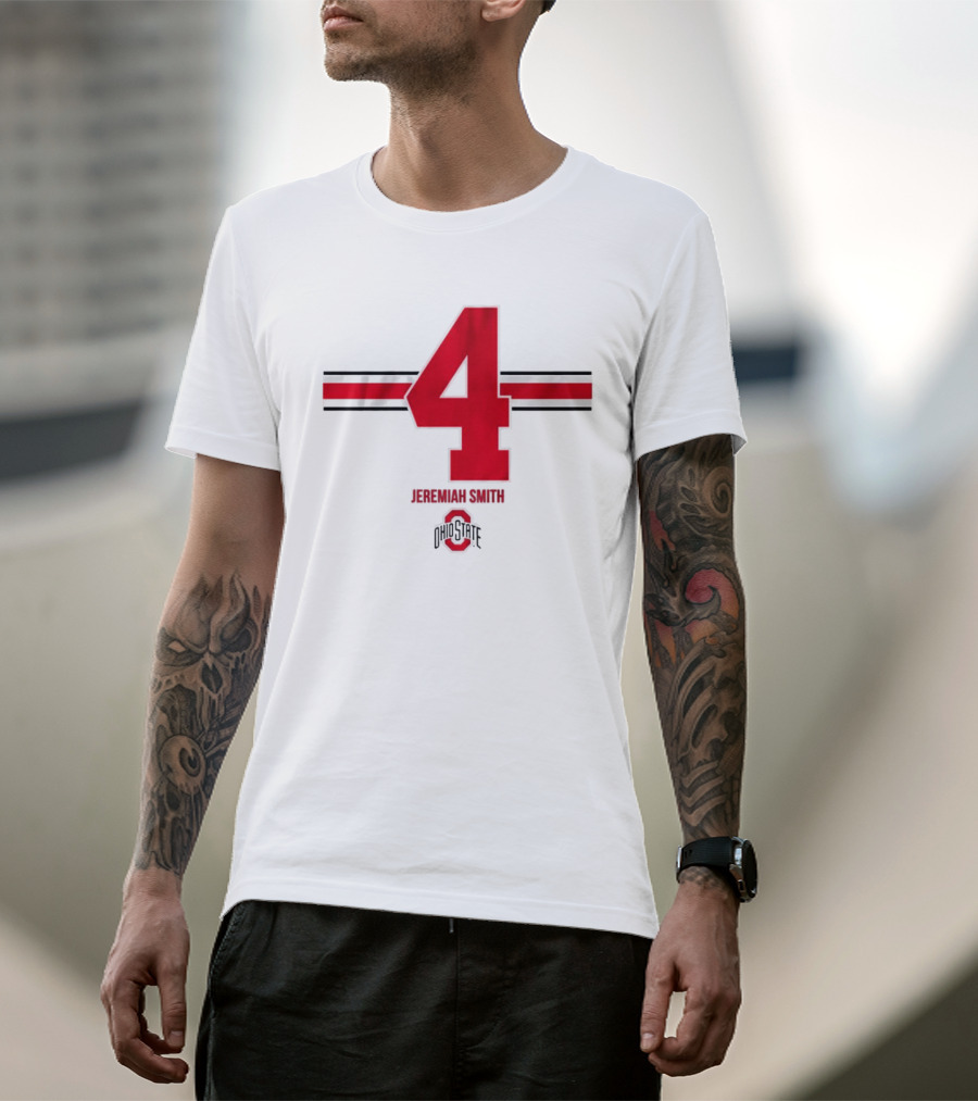 Ohio State Football Jeremiah Smith 4 Jersey Logo Stripes T-Shirt