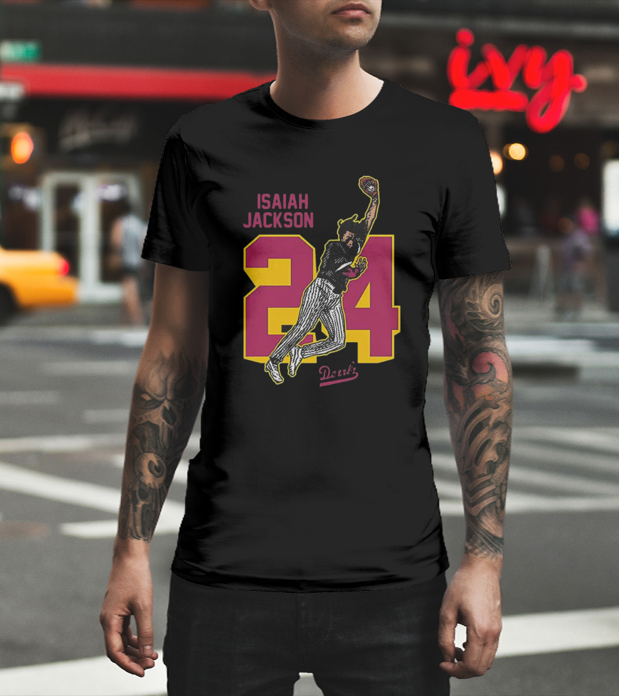 Isaiah Jackson 24 Arizona State Baseball Player Dunk Action T-Shirt
