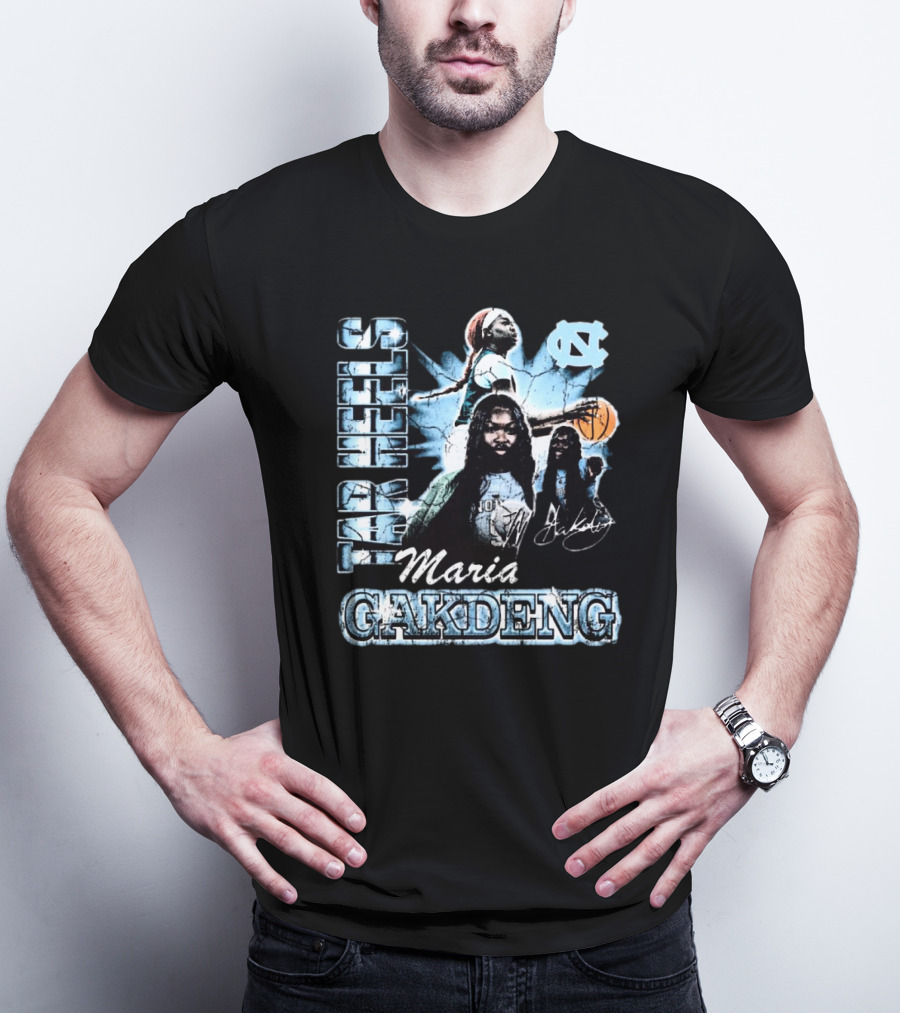 Maria Gakdeng North Carolina Tar Heels 90s Style Visage Basketball T-Shirt