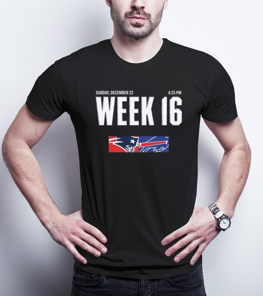 Sunday December 22 New England Patriots At Buffalo Bills Week 16 4:25 PM T-Shirt