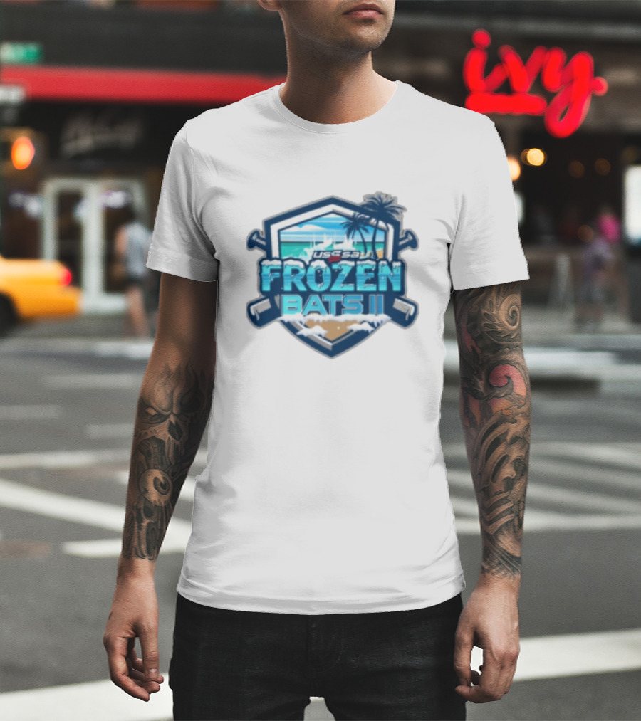 USSSA Frozen Bats II February 22-23 2025 Baseball Tropical Palm Beach Shield T-Shirt