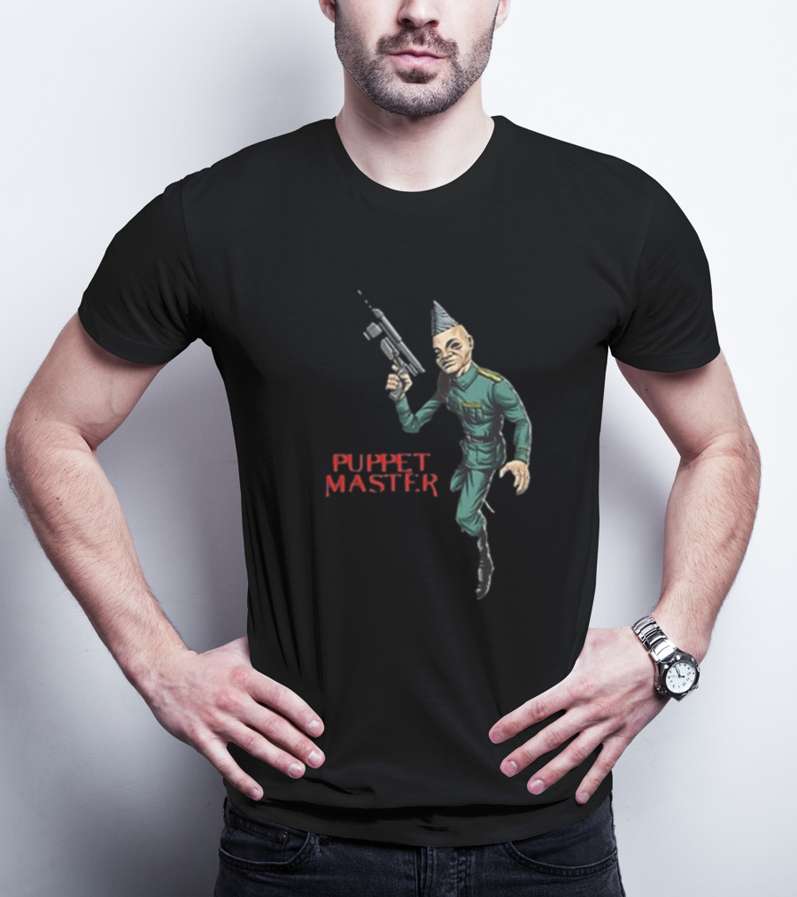Bull Airs Puppet Master Character With Gun T-Shirt