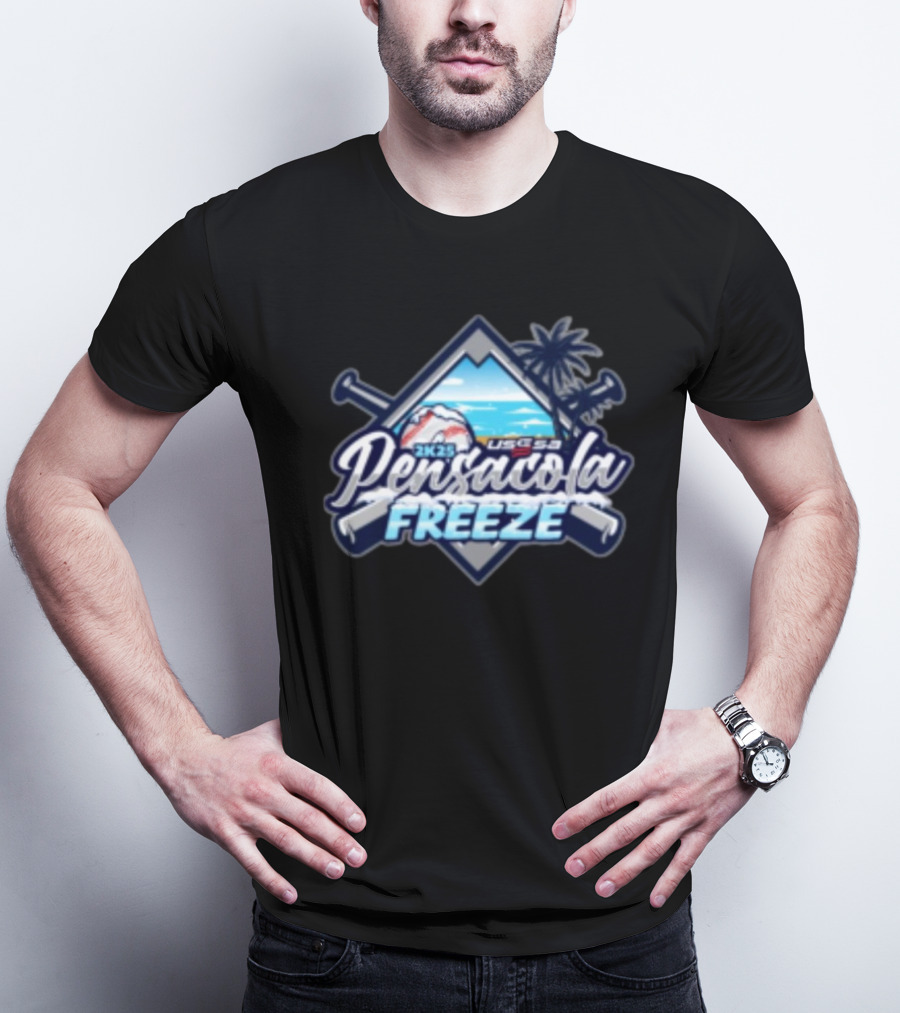 Pensacola Freeze 2K25 USSSA Feb 15-16 Snowy Baseball Mountain Palm Tree Event T-Shirt