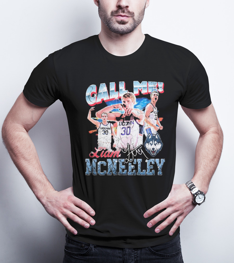 Liam McNeeley Call Me UConn Huskies Retro 90s Signature 30 T-Shirt