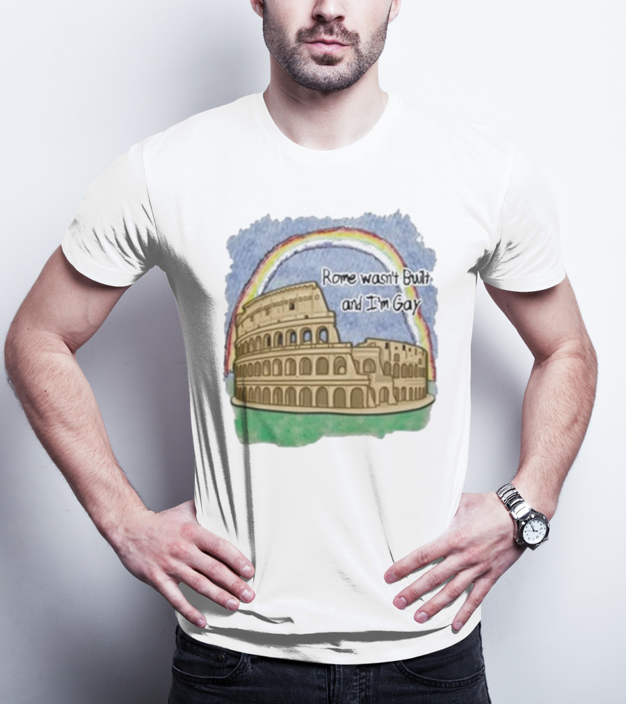 Marcuspork Rome Wasn’t Built And I’m Gay With Colosseum And Rainbow T-Shirt