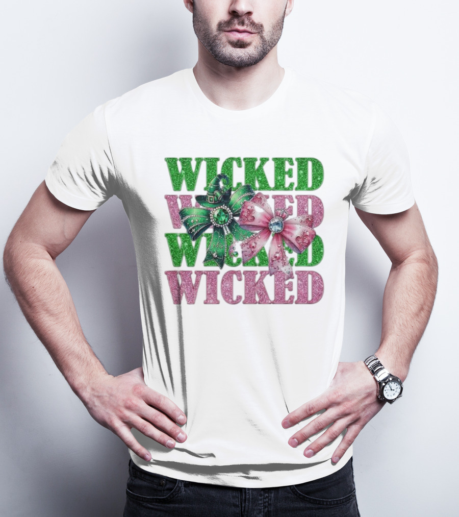 Wicked Coquette Glitter Green Pink Bow Hat T-Shirt