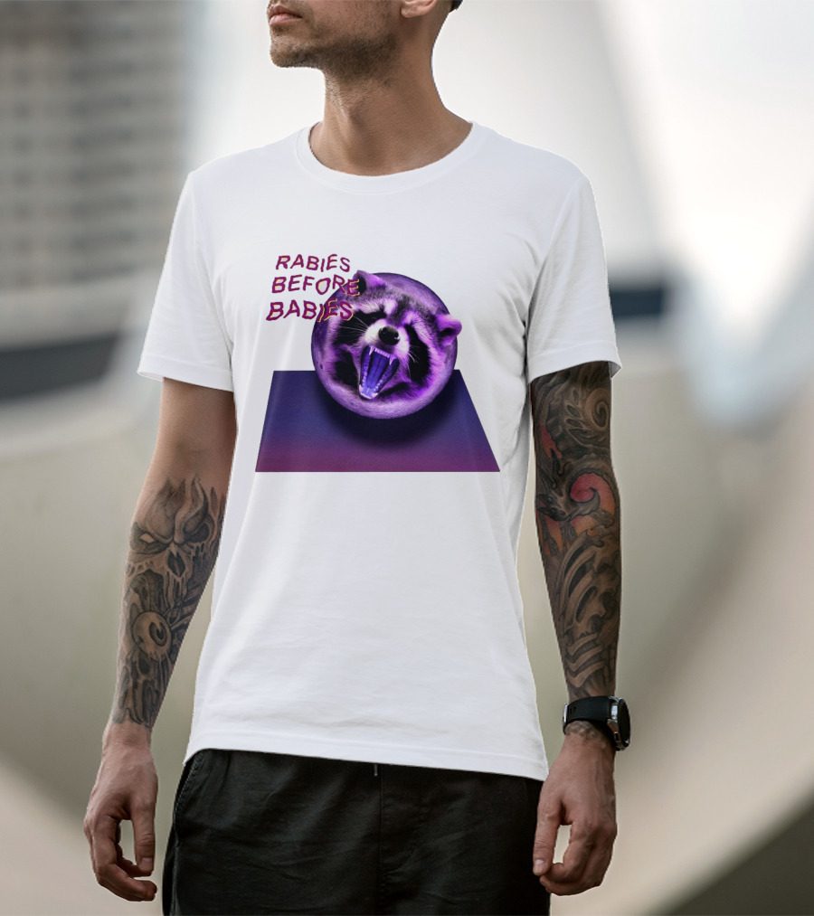 Rabies Before Babies Raccoon Spherical Illusion T-Shirt