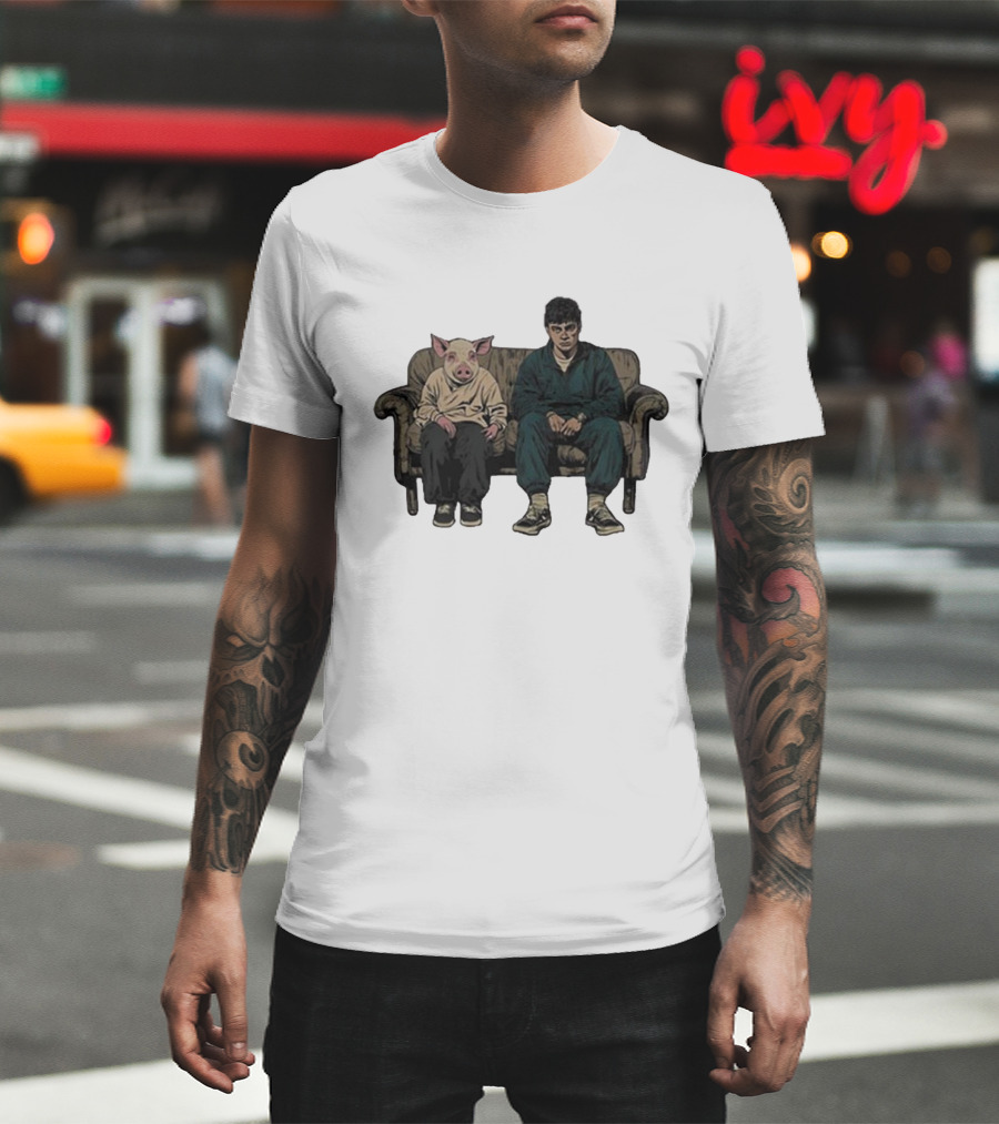 RenMakes Ren Couch Pig Painting Sitting Together T-Shirt