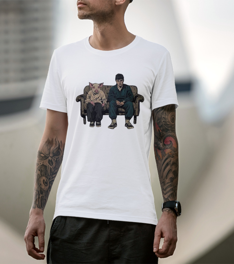 RenMakes Ren Couch Pig Painting Sitting Together T-Shirt