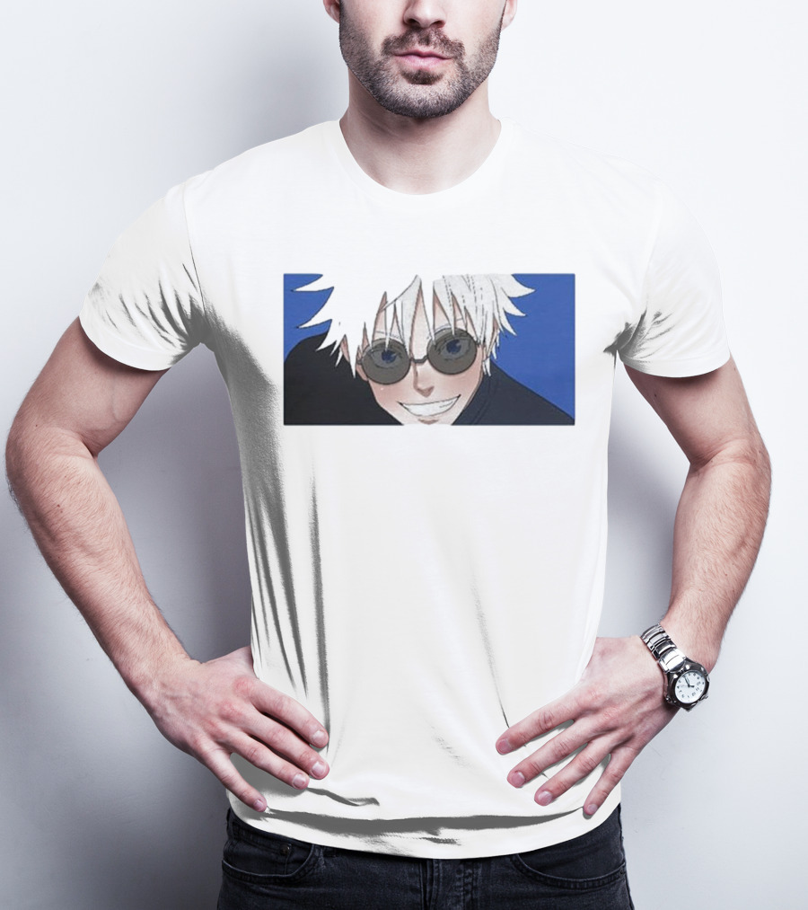 Young Gojo Anime Manga Character Blue Background T-Shirt