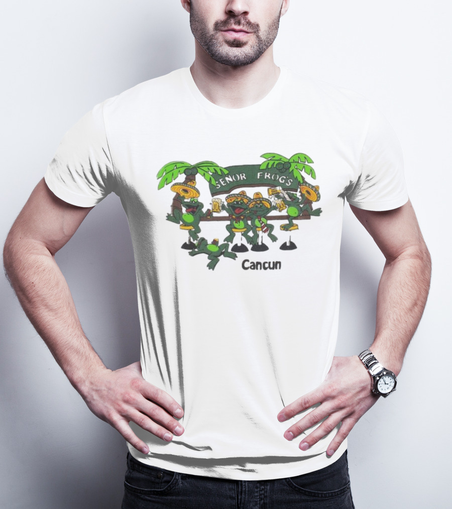 Señor Frog’s Cancun Mexico Palm Trees And Frogs With Sombreros T-Shirt