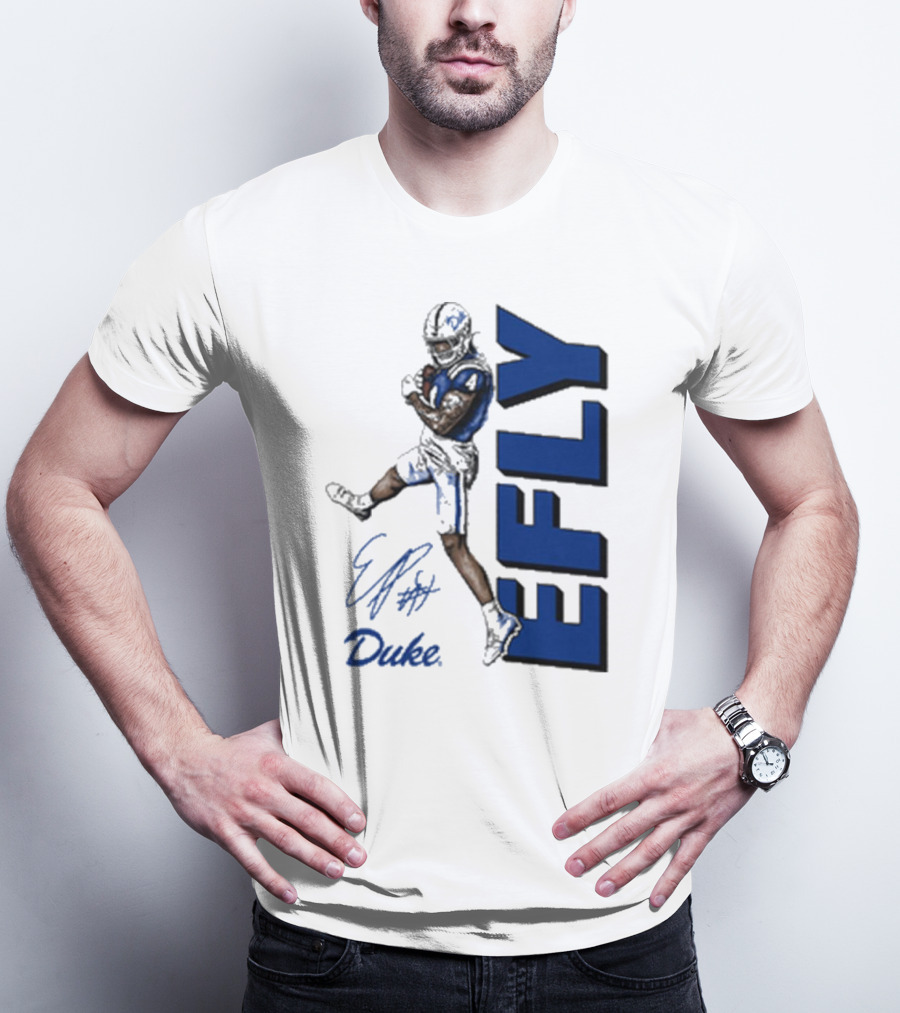 Eli Pancol #4 Duke Blue Devils EFLY Football Signature T-Shirt