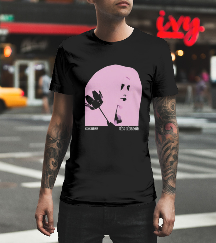 The Church Seance Pink Portrait With Flower T-Shirt