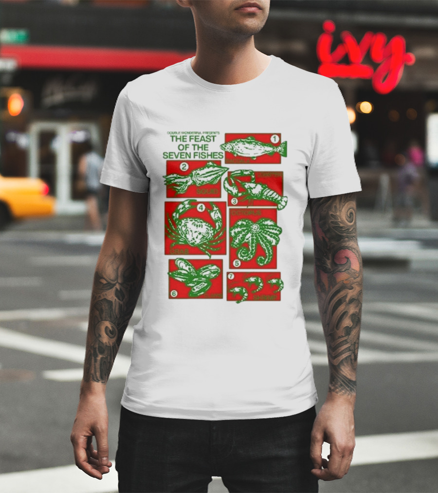 Double Wonderful Presents The Feast Of The Seven Fishes Fish Squid Lobster Crab Octopus Shrimp Clams T-Shirt