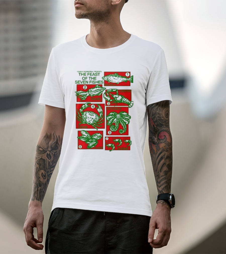 Double Wonderful Presents The Feast Of The Seven Fishes Fish Squid Lobster Crab Octopus Shrimp Clams T-Shirt