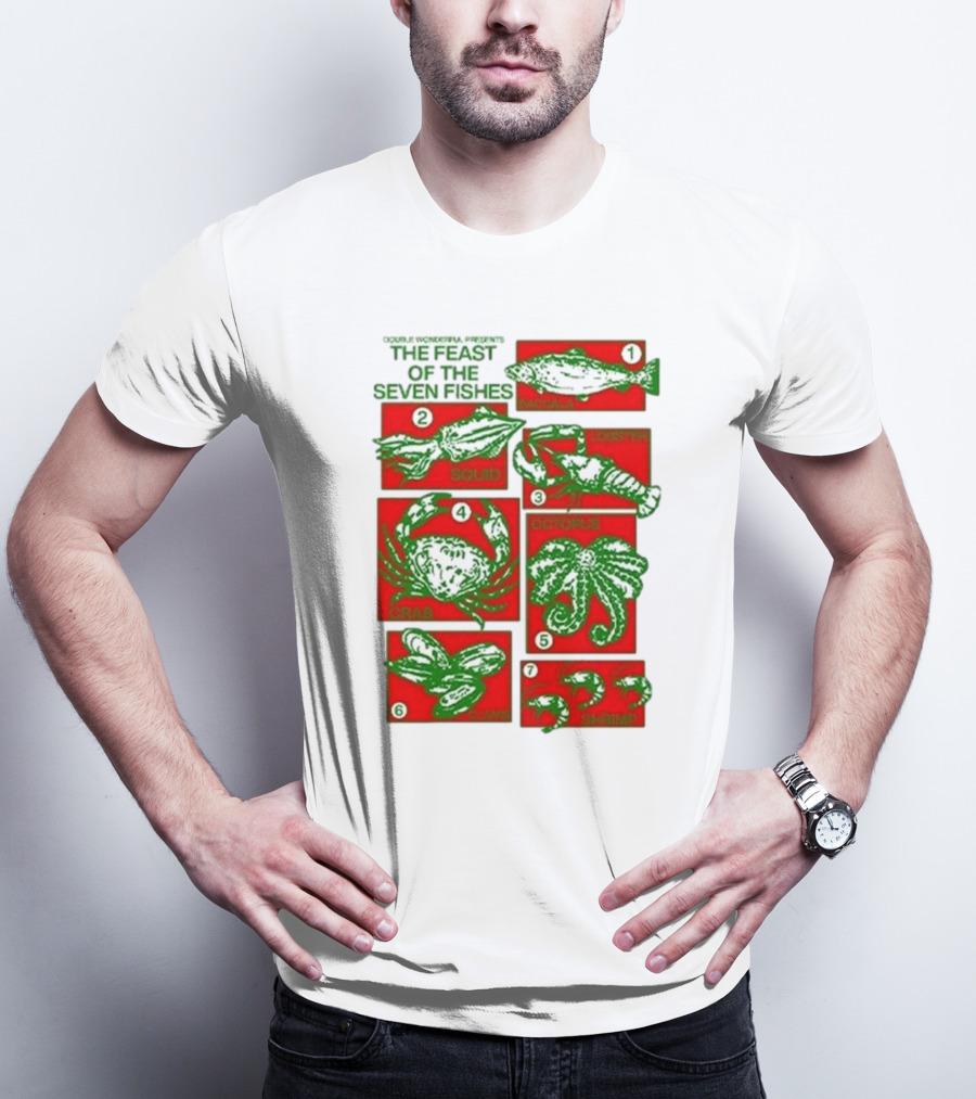 Double Wonderful Presents The Feast Of The Seven Fishes Fish Squid Lobster Crab Octopus Shrimp Clams T-Shirt