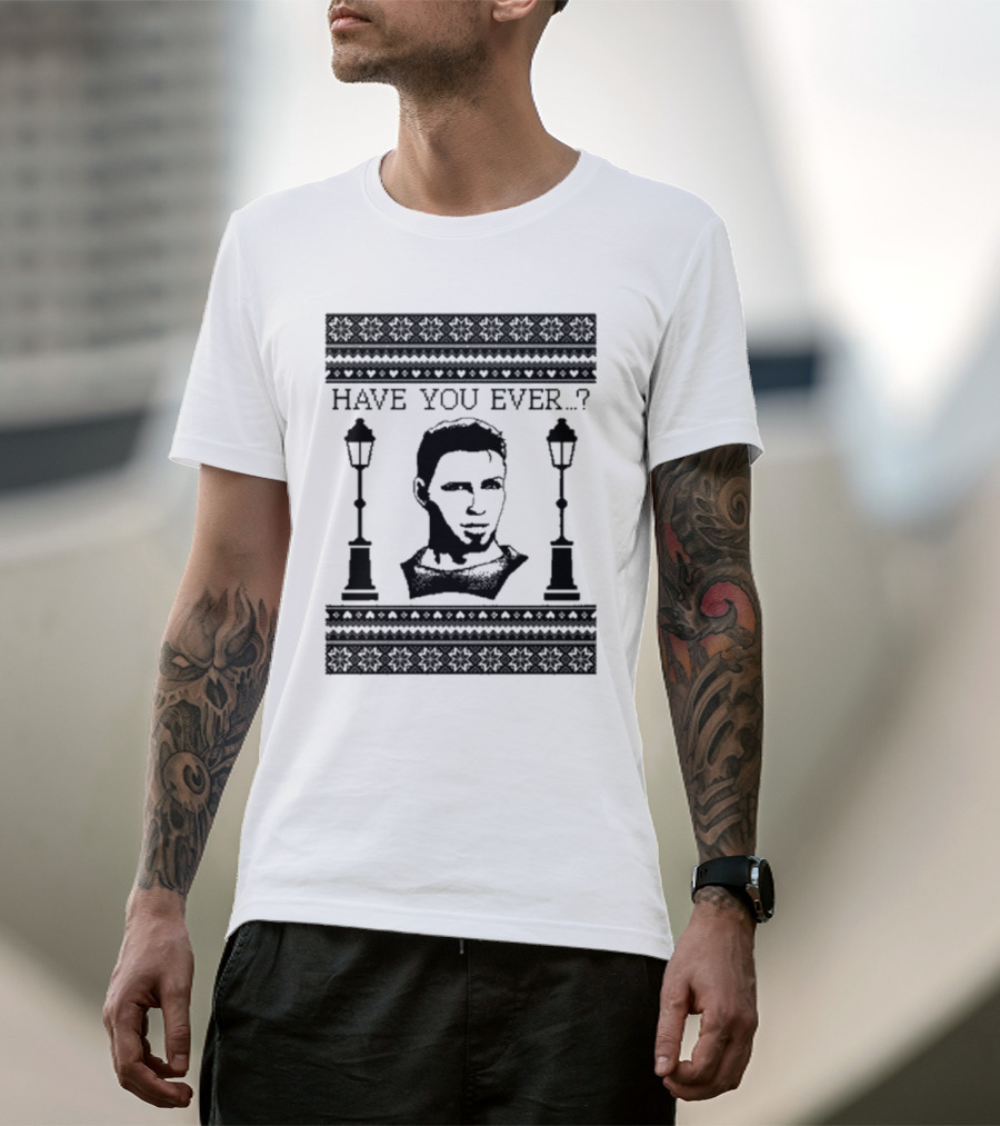Dragon Age Alistair Have You Ever Ugly Christmas Sweater With Lamp Posts T-Shirt