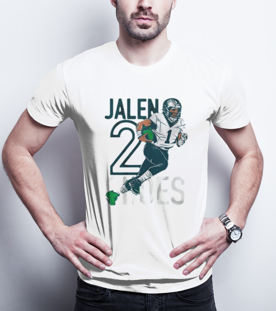 Jalen Hurts Two Shoes Philadelphia Eagles NFL Player Football Action T-Shirt