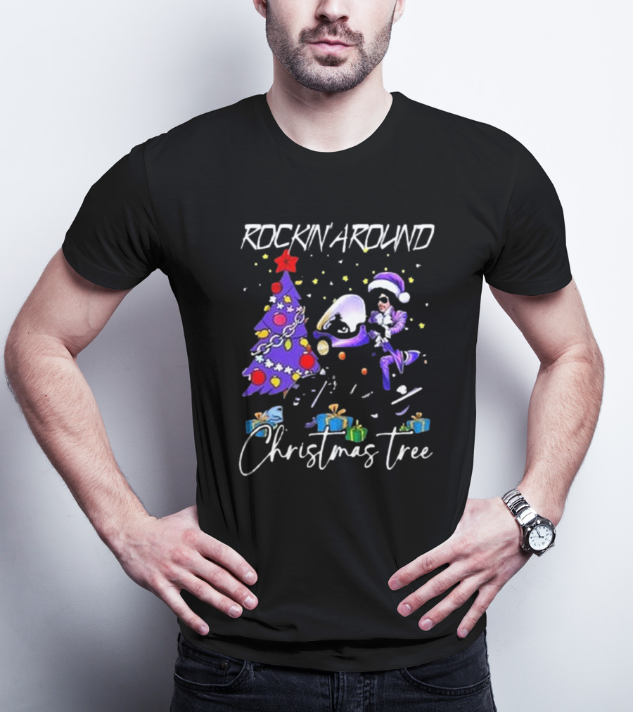 Rockin' Around Christmas Tree In Purple Outfit With Holiday Gifts T-Shirt