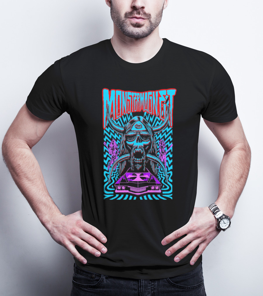Monster Magnet Vampiric Psychedelic Skull And Car T-Shirt