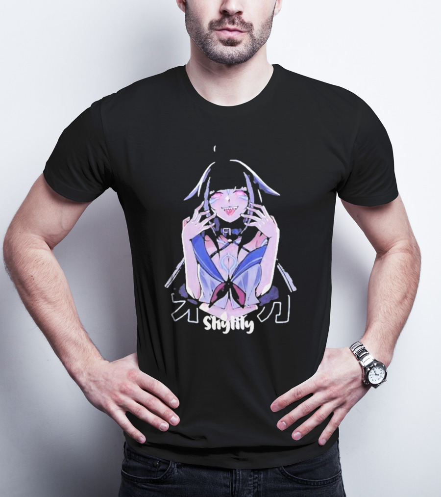 Shylily Yandere Anime Character With Fanged Smile And Pointed Ears T-Shirt