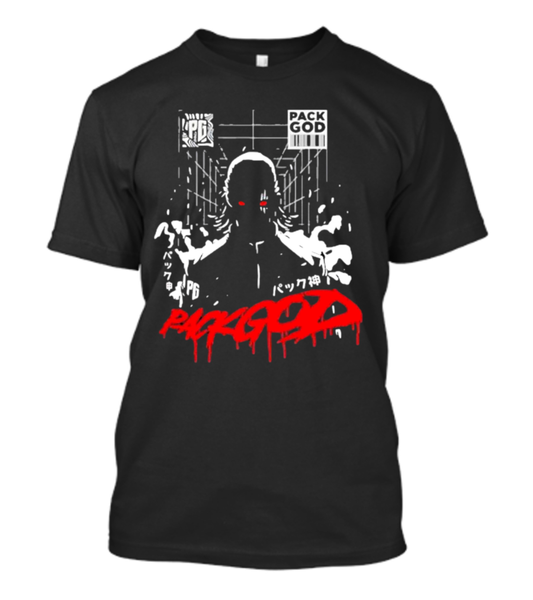 Packgod PG Red Eyes Urban Barcode Aesthetic T-Shirt