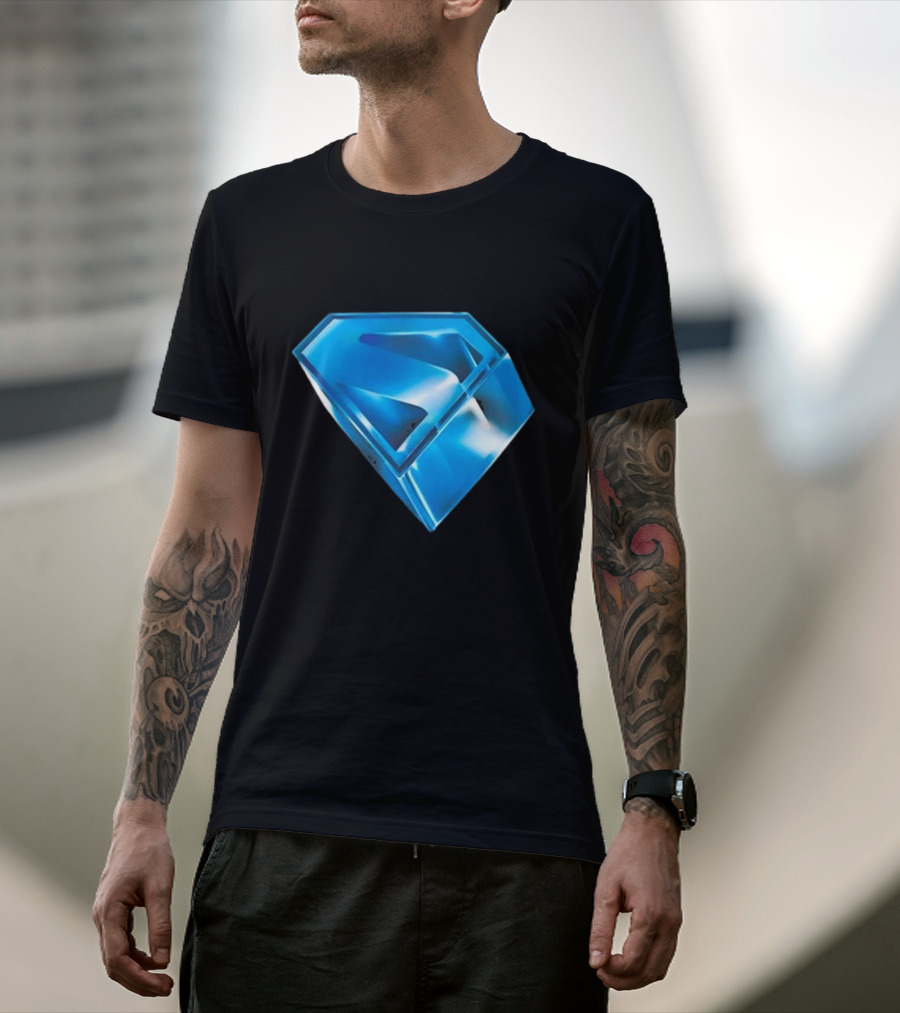 Superman 2025 Movie Stylized S-Shield Blue Diamond Emblem T-Shirt