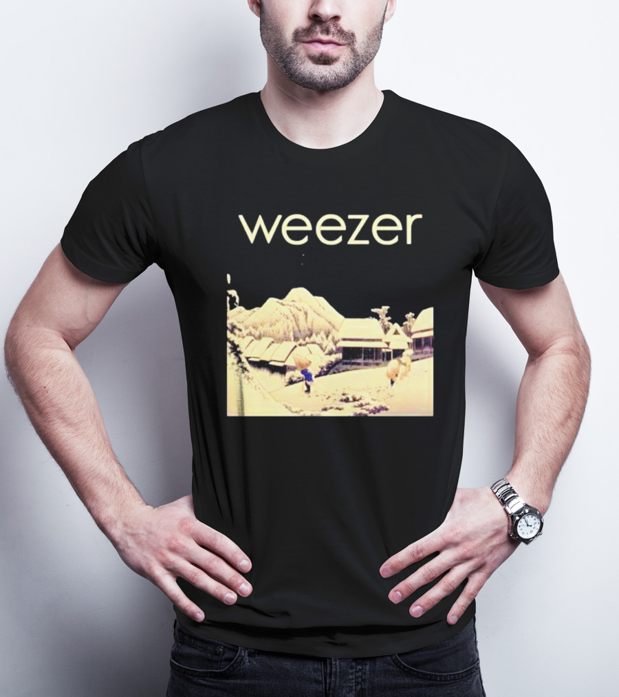 Weezer Pinkerton Album Snowy Village Scene T-Shirt