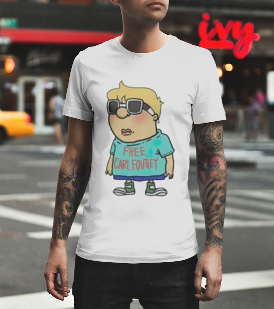 Free Carl Foutley Character With Sunglasses And Green Sneakers T-Shirt