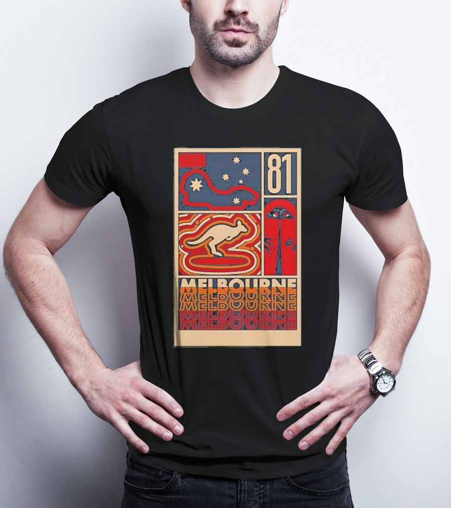 Melbourne 81 Stars Kangaroo Design Funny Oscar Piastri T-Shirt
