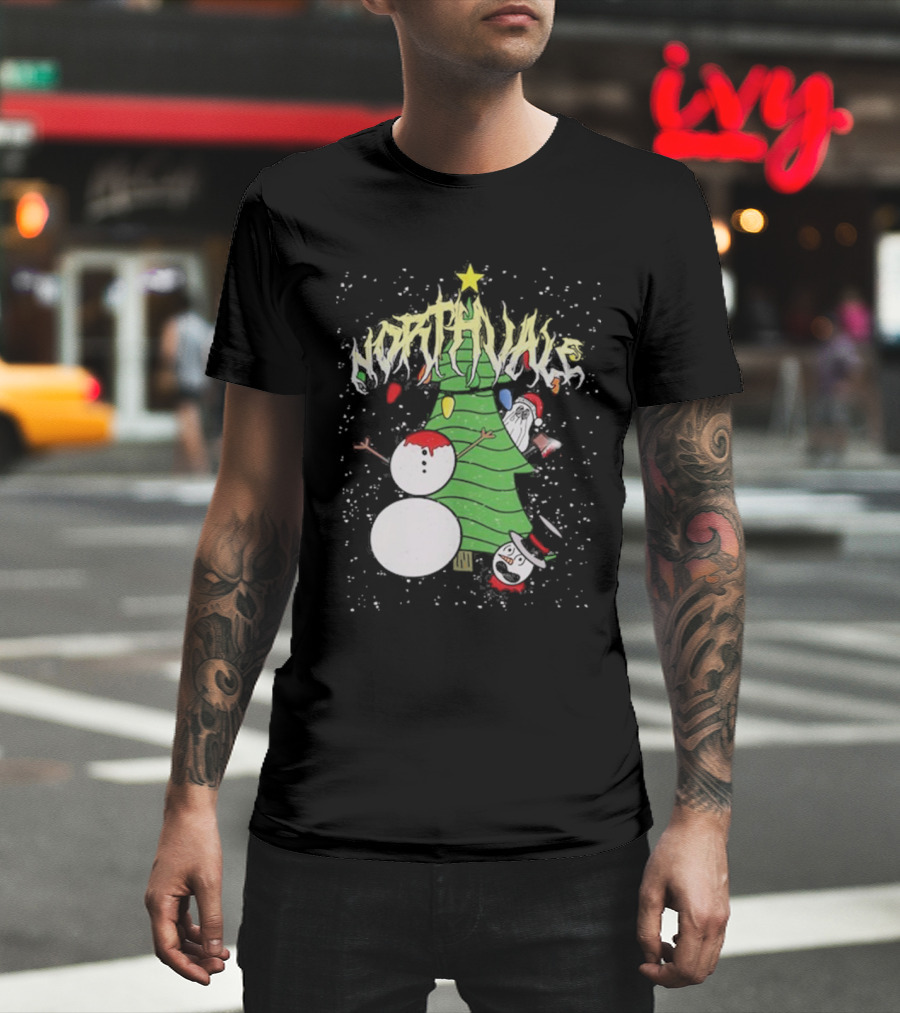 Northvale Headless Snowman Christmas Tree Festive Holiday Scene T-Shirt