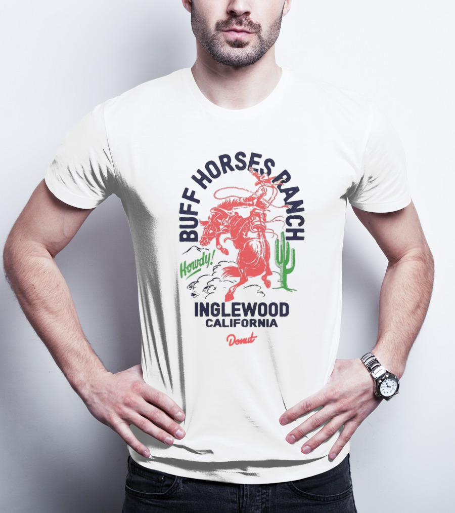Buff Horses Ranch Howdy Inglewood California Donut T-Shirt