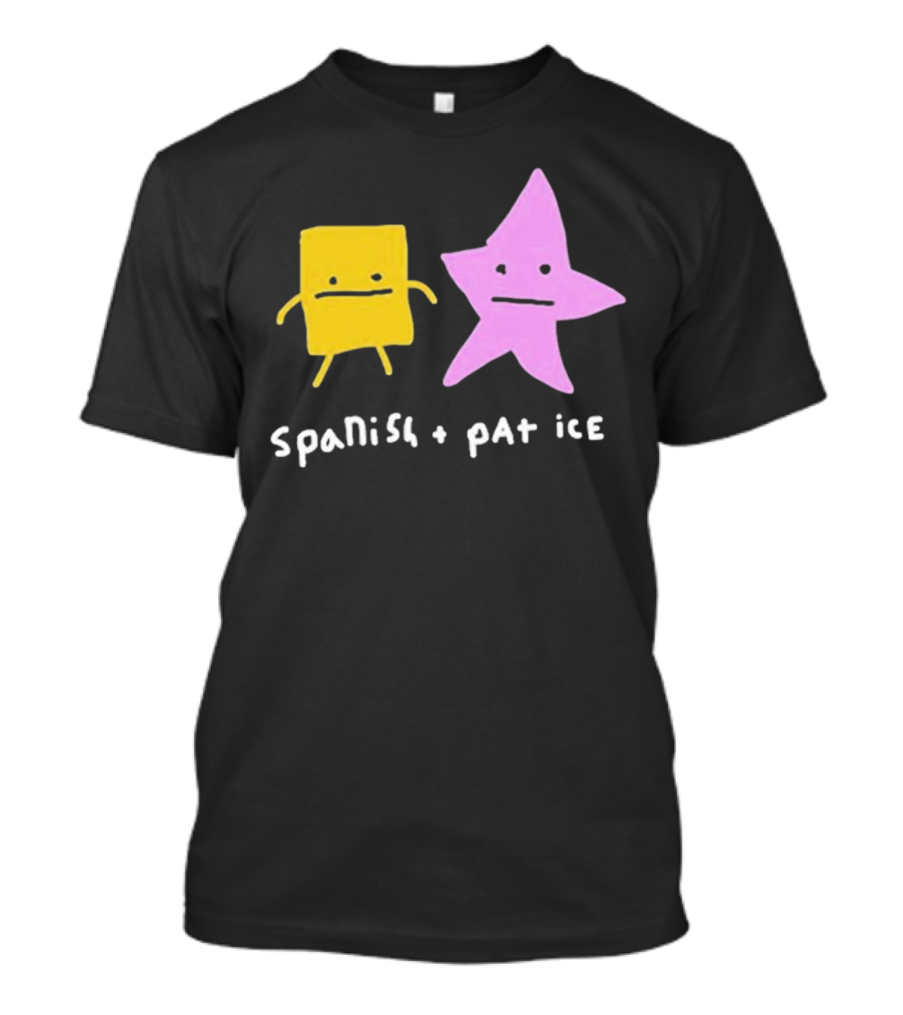 Spanish And Pat Ice Cartoon Square And Star Characters T-Shirt