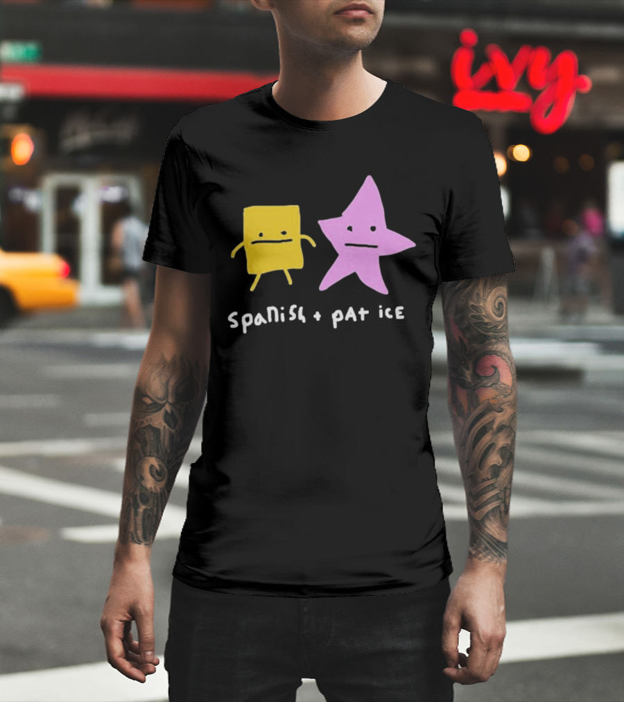 Spanish And Pat Ice Cartoon Square And Star Characters T-Shirt