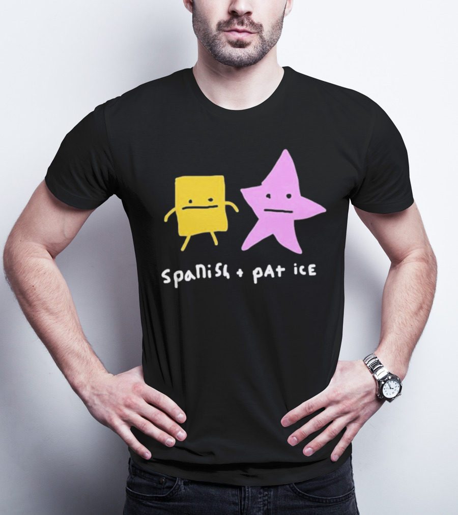 Spanish And Pat Ice Cartoon Square And Star Characters T-Shirt