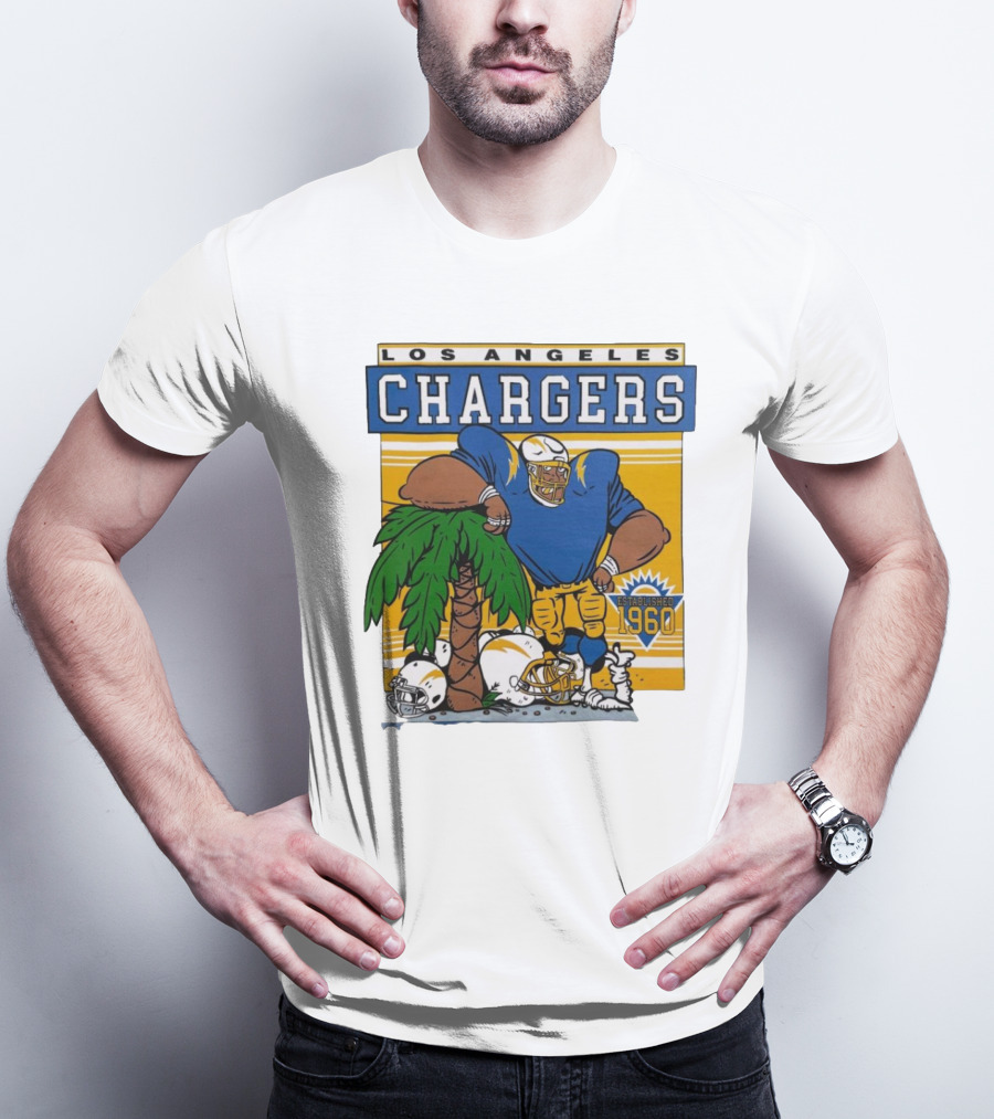 Los Angeles Chargers Crenshaw Skate Club Light Blue Palm Tree Established 1960 Football Player T-Shirt