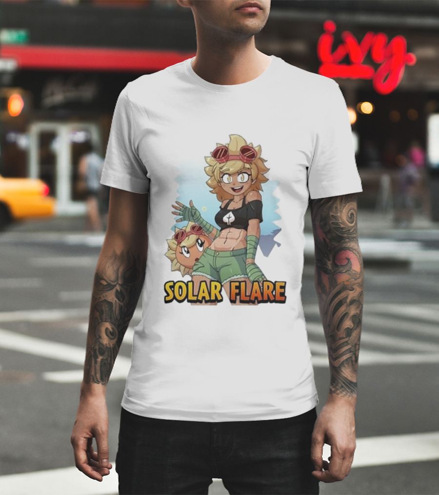 Solar Flare Anime Style Character With Blonde Hair And Goggles T-Shirt
