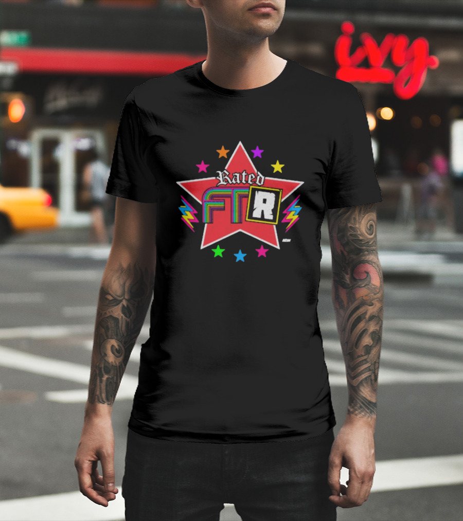 Rated FTR Adam Copeland AEW Star With Lightning And Colorful Retro Stars T-Shirt