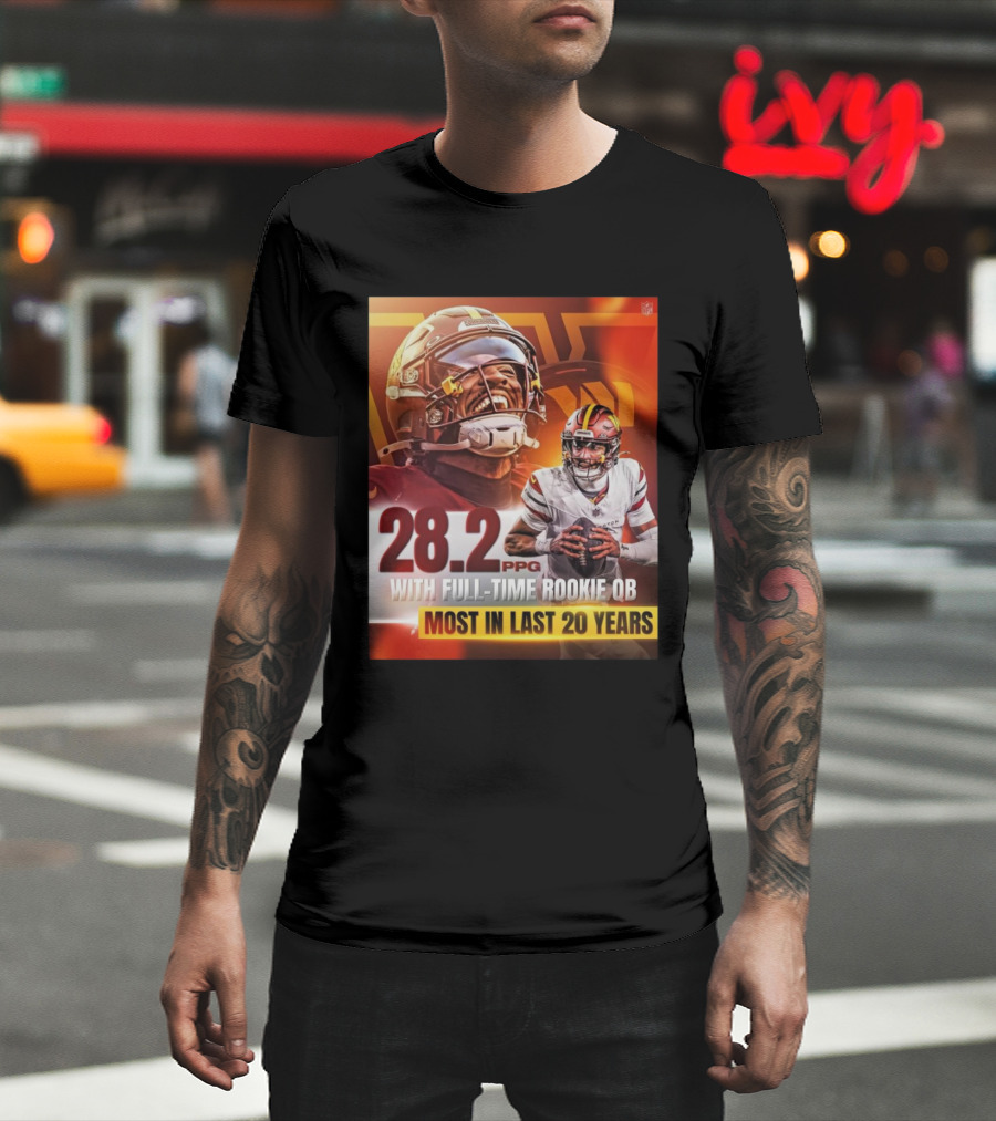 Washington Commanders NFL 28.2 PPG With Full-Time Rookie QB Most In Last 20 Years T-Shirt