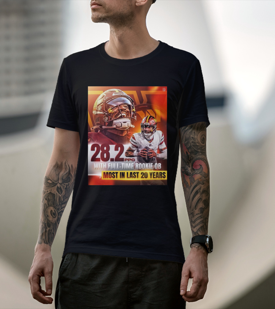 Washington Commanders NFL 28.2 PPG With Full-Time Rookie QB Most In Last 20 Years T-Shirt
