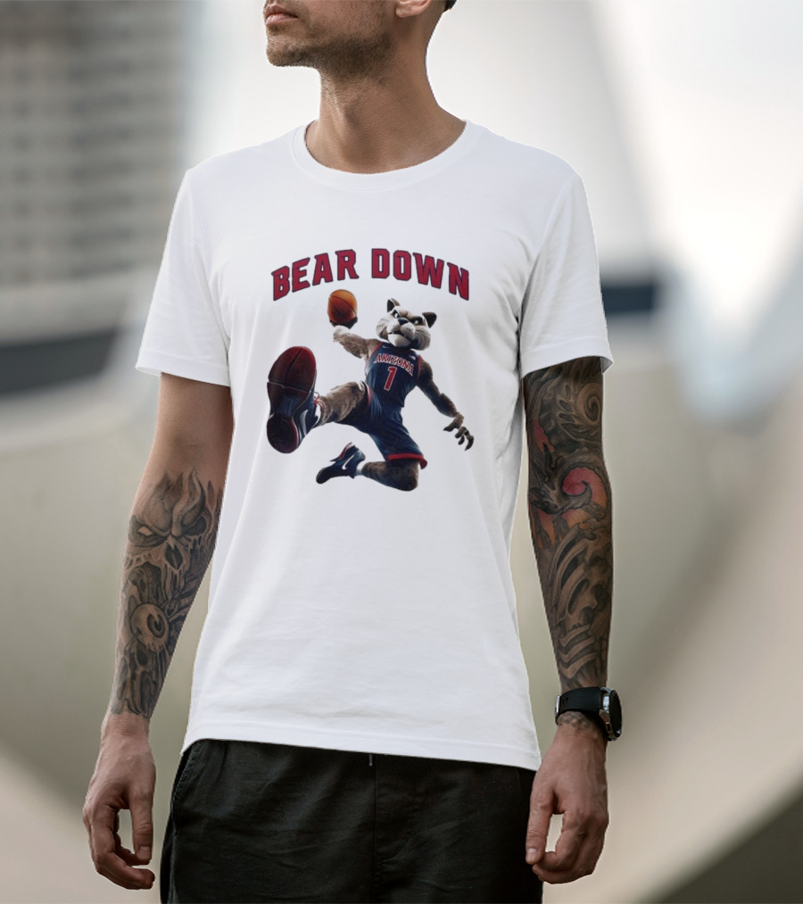 Bear Down Arizona Wildcats 2025 Basketball Mascot T-Shirt