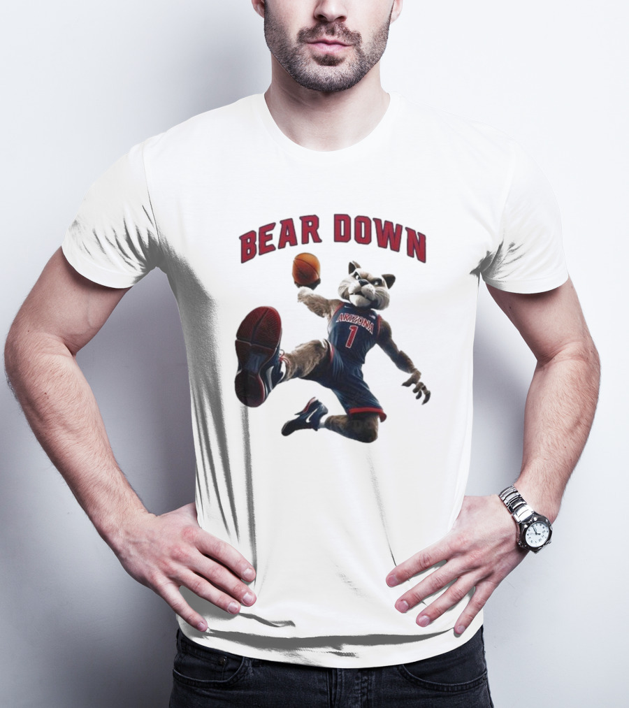 Bear Down Arizona Wildcats 2025 Basketball Mascot T-Shirt