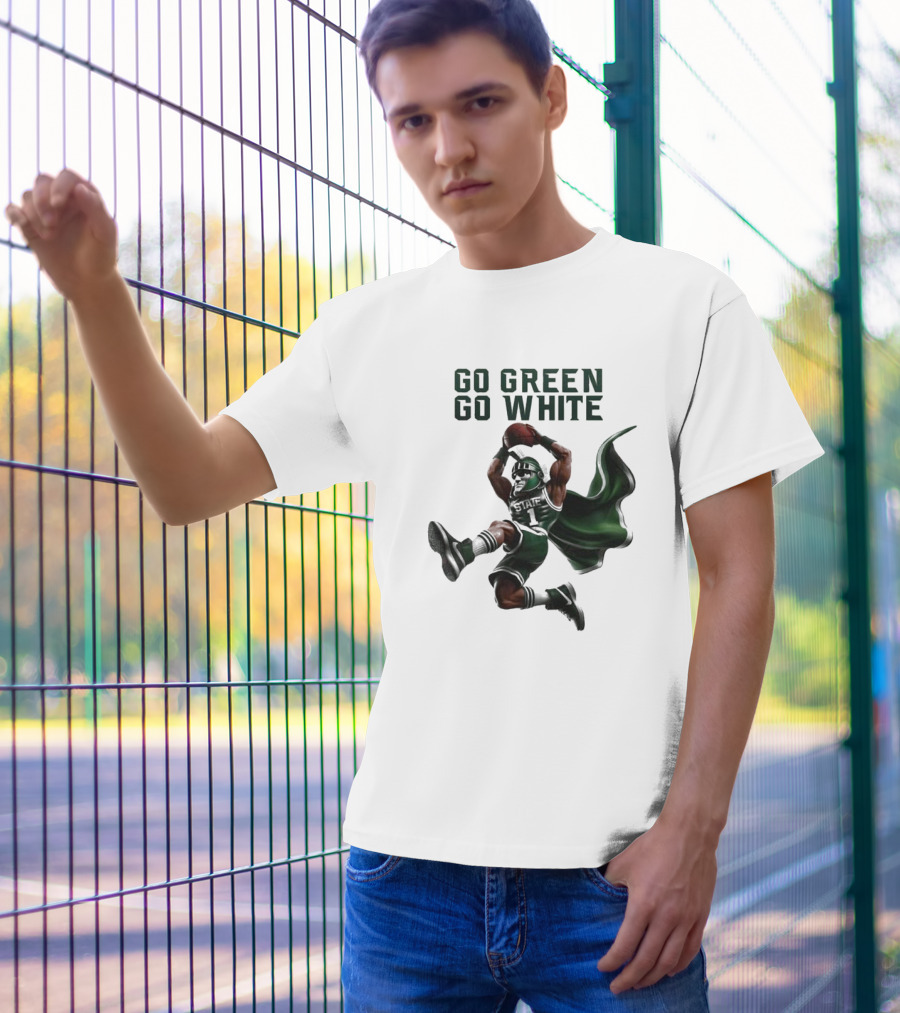 Michigan State Spartans Go Green Go White Football Mascot 2025 T-Shirt