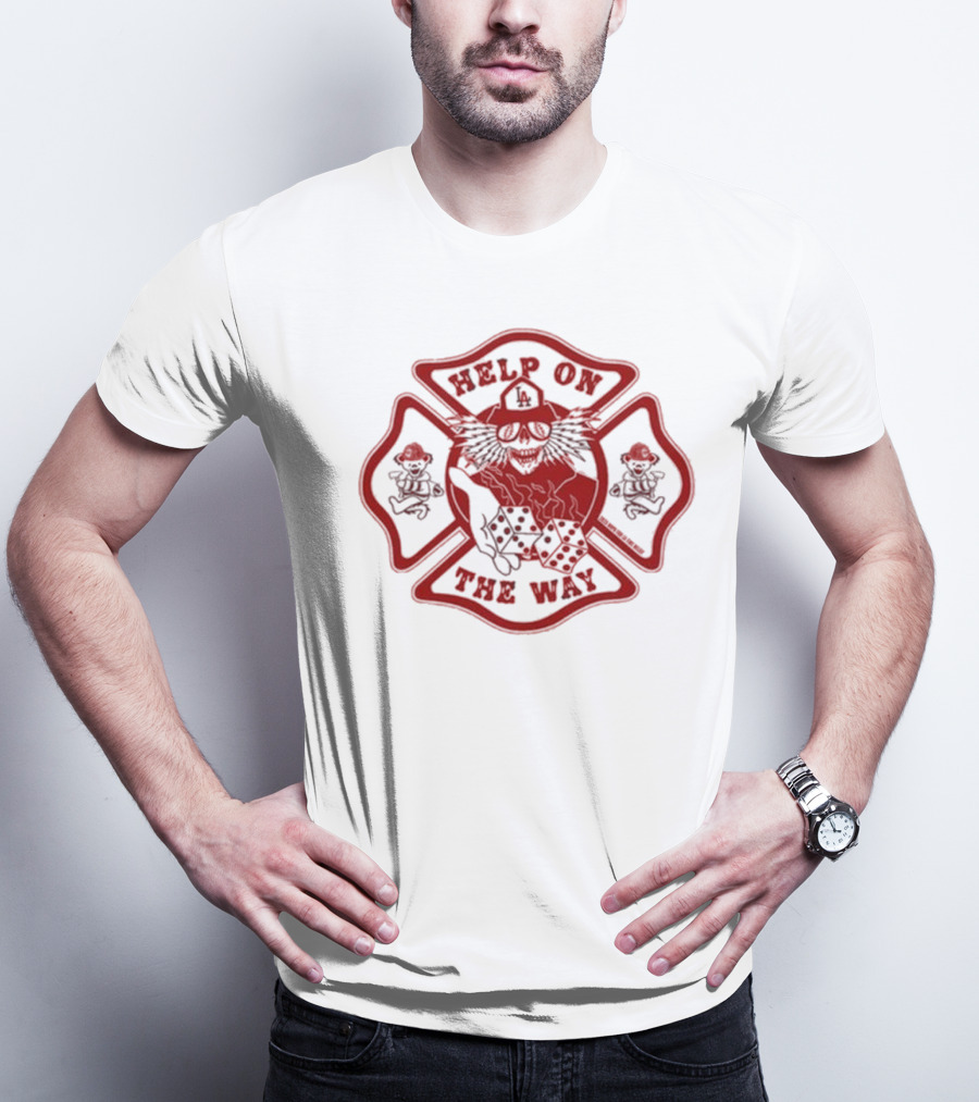 Help On The Way LA Firefighting Dice And Dancing Bears Emblem T-Shirt
