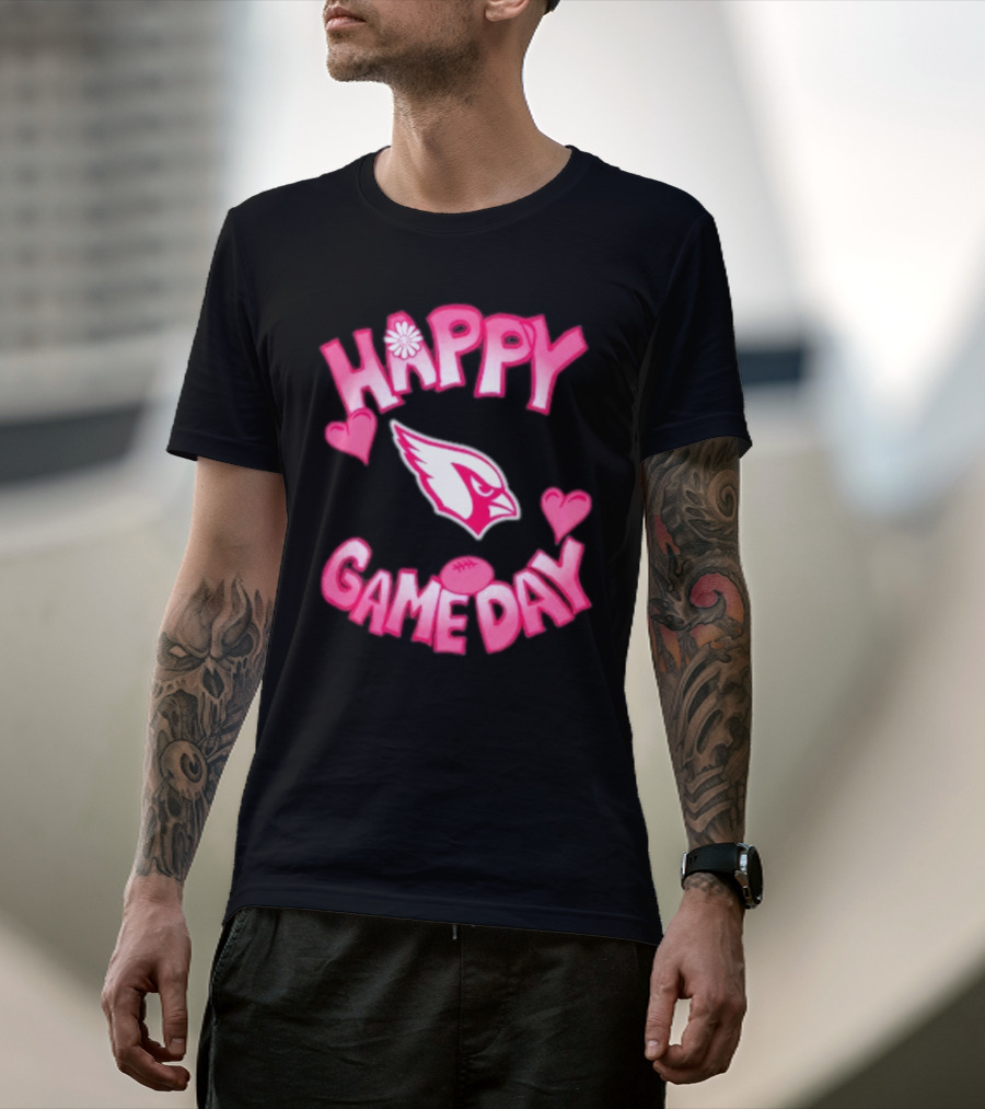 Valentine's Day Arizona Cardinals Happy Gameday 2025 Hearts T-Shirt