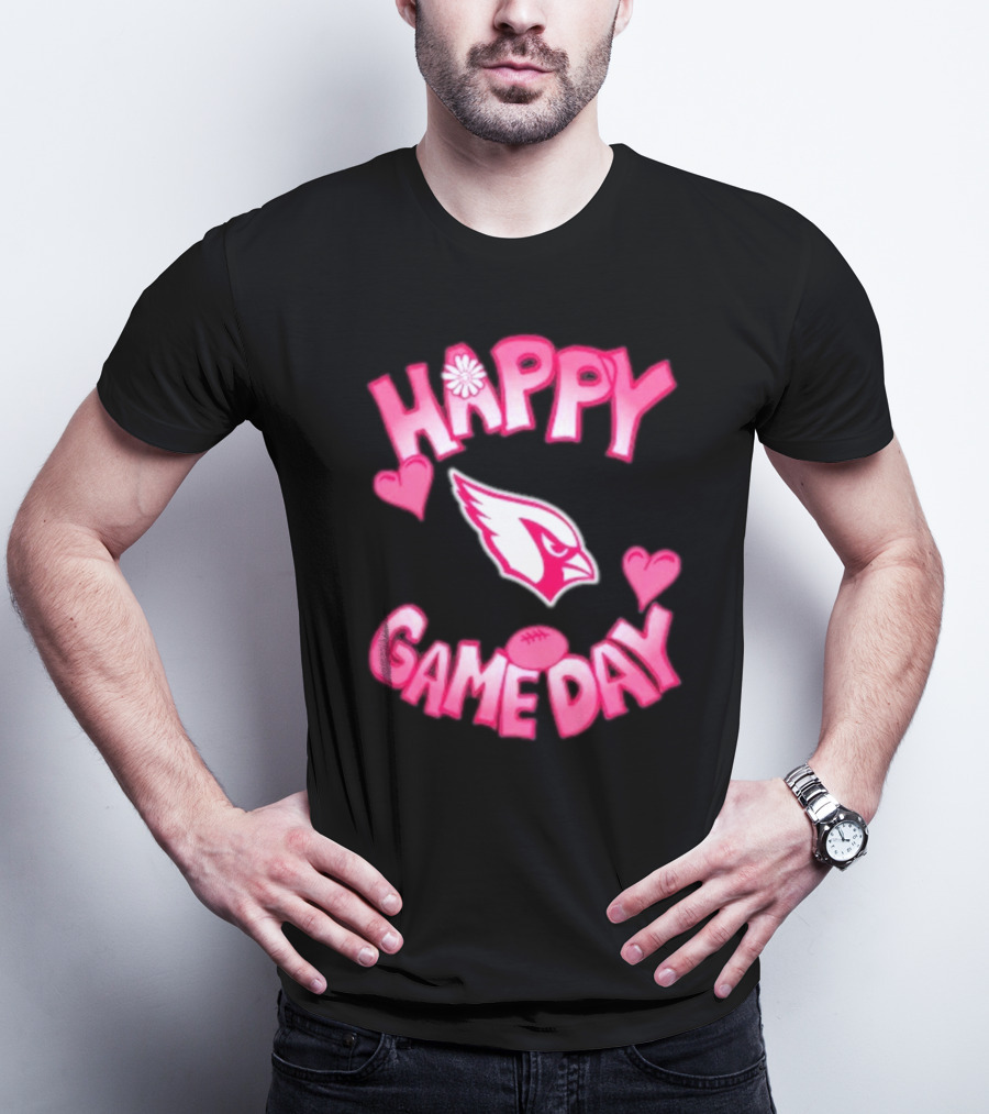 Valentine's Day Arizona Cardinals Happy Gameday 2025 Hearts T-Shirt