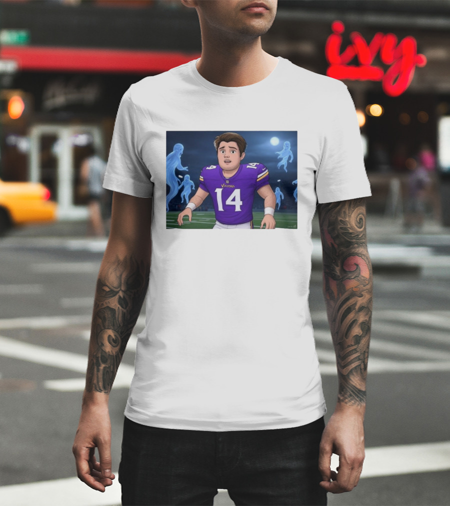 Sam Darnold Haunted By Ghosts In Minnesota Vikings NFL Jersey T-Shirt